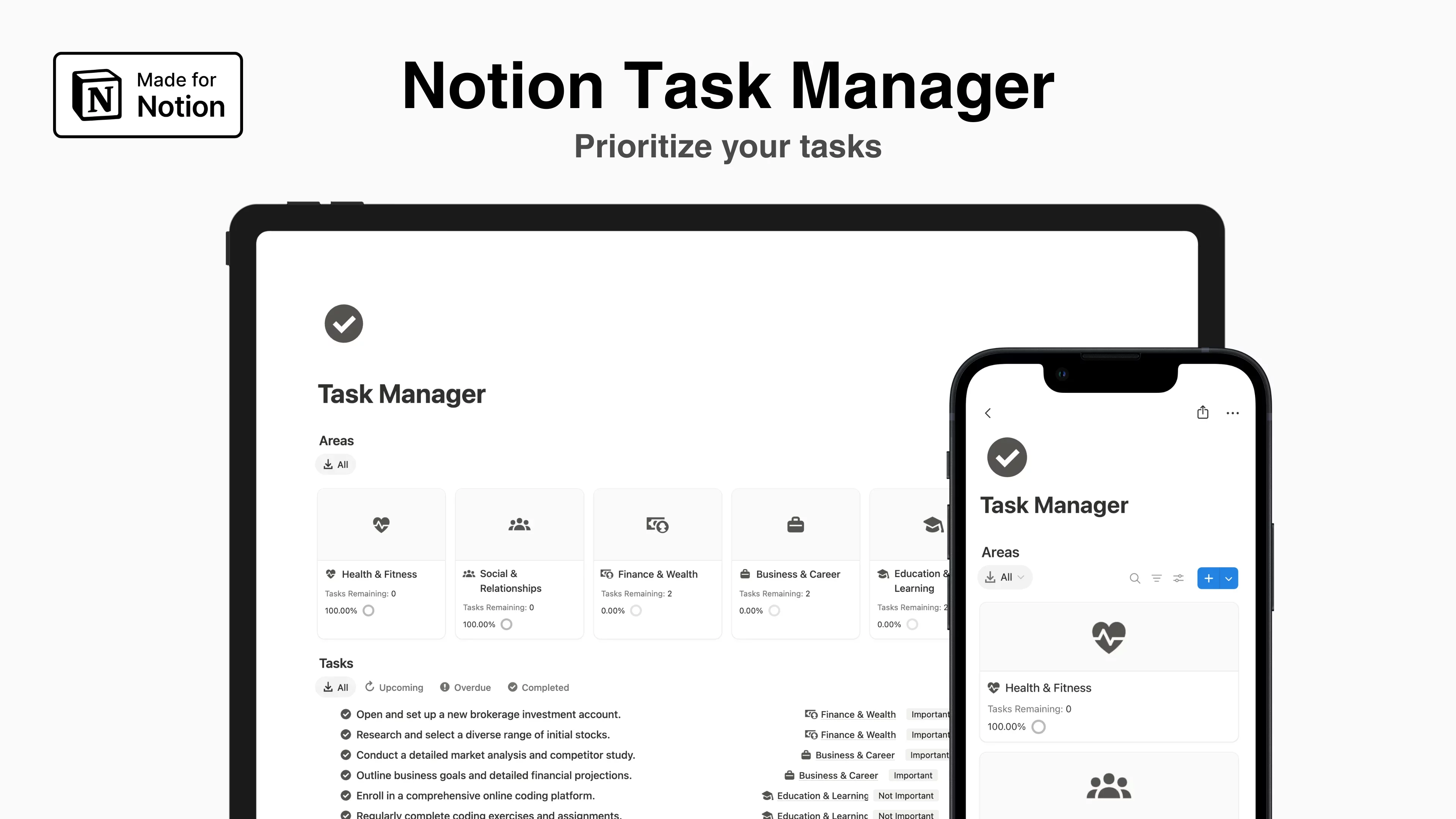 Notion Task Manager for Free by EasyBlocks - Productivity Notion Template